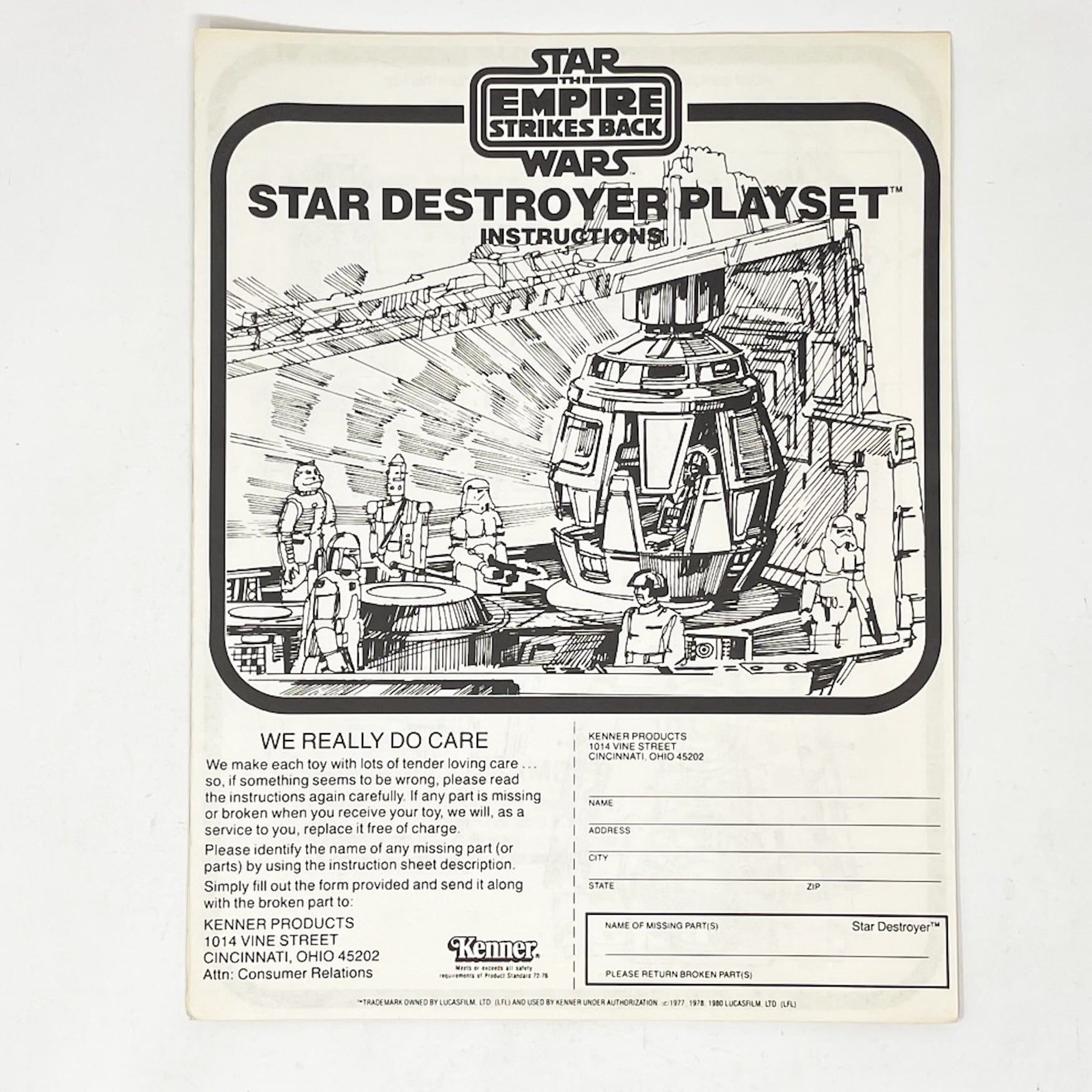 ESB Star Destroyer Playset Instructions - Kenner Manual Vintage – 4th ...